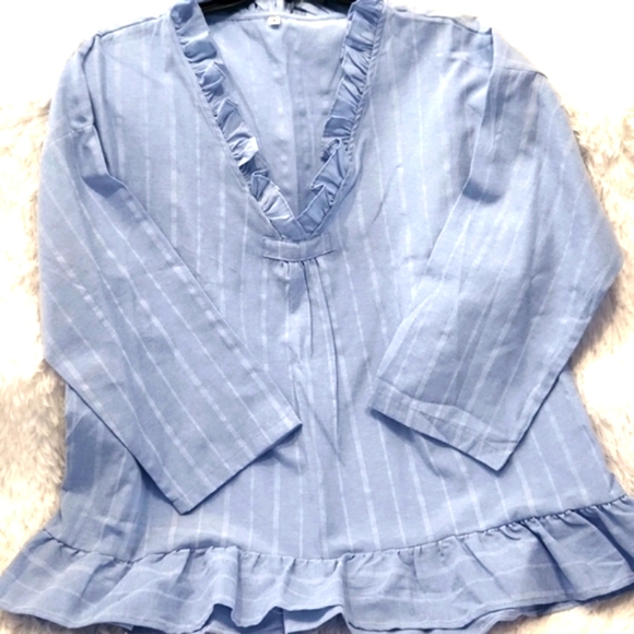 unknown | Tops | Baby Blue With Light Pinstripes Throughout | Poshmark